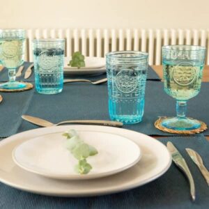 Bormioli Rocco Romantic Cooler Glass, Set of 4, 4 Count (Pack of 1), Light Blue