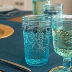 Bormioli Rocco Romantic Cooler Glass, Set of 4, 4 Count (Pack of 1), Light Blue