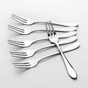 12pcs Stainless Steel Tea Dinner Server Spoon and Cake Fruit Forks Kitchen Accessory Wedding Party for Dessert, Salad, Appetizer, Cocktail(6 Forks + 6 Spoons)