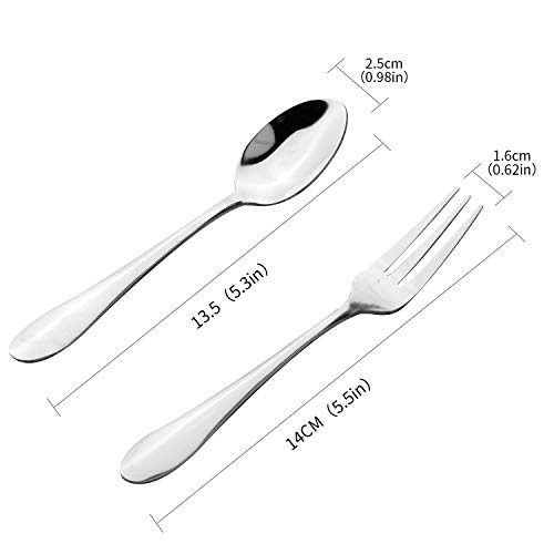 12pcs Stainless Steel Tea Dinner Server Spoon and Cake Fruit Forks Kitchen Accessory Wedding Party for Dessert, Salad, Appetizer, Cocktail(6 Forks + 6 Spoons)