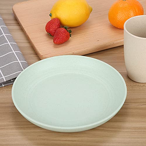 LuckyZone 7.8 Inches Unbreakable Wheat Straw Plates - Reusable Plate Set - Dishwasher & Microwave Safe - Perfect for Dinner Dishes - Healthy, BPA Free & Eco-Friendly (7.8 Inches)