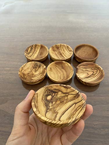 Tubibu Olive Wood Mini Bowls Set of 6 Handmade Bowls, Handcrafted Wooden Mini Bowls