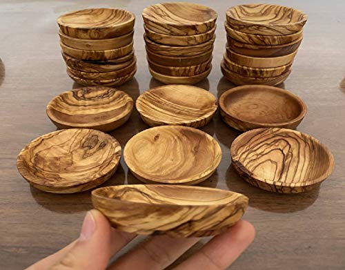 Tubibu Olive Wood Mini Bowls Set of 6 Handmade Bowls, Handcrafted Wooden Mini Bowls