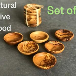 Tubibu Olive Wood Mini Bowls Set of 6 Handmade Bowls, Handcrafted Wooden Mini Bowls