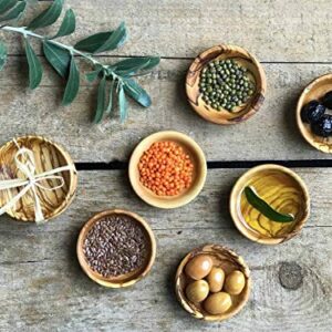 Tubibu Olive Wood Mini Bowls Set of 6 Handmade Bowls, Handcrafted Wooden Mini Bowls