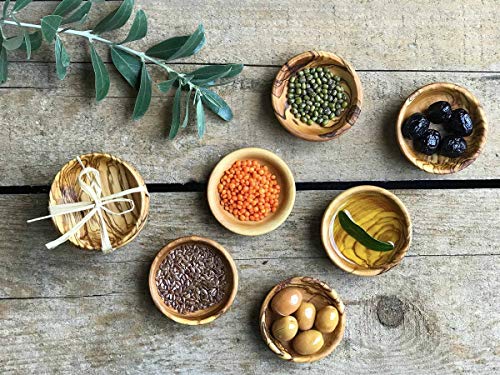 Tubibu Olive Wood Mini Bowls Set of 6 Handmade Bowls, Handcrafted Wooden Mini Bowls