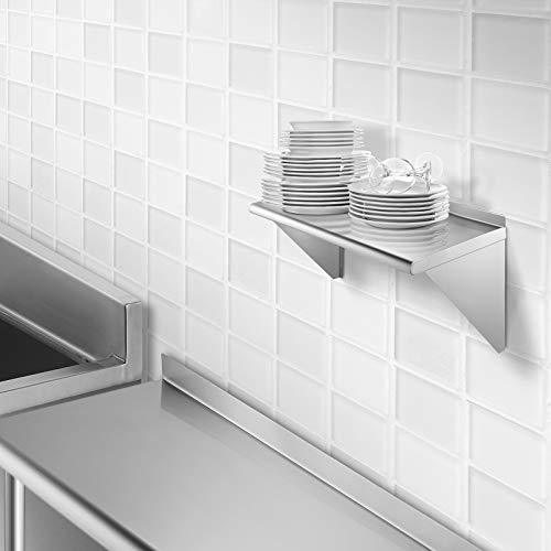 GRIDMANN NSF 16 Gauge Stainless Steel 12" x 24" Kitchen Wall Mount Shelf Commercial Restaurant Bar w/ Backsplash