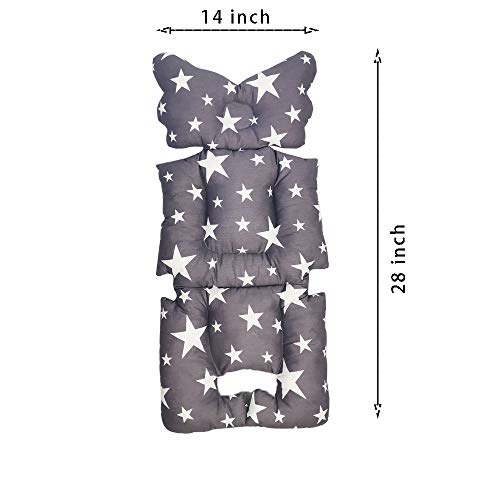 Stroller Liner Insert Car Seat Liner Cover, Infant Reversible Cotton Newborn Cushion pad Universal for Baby Carrier pram, Thick Padding, Non Slip, by DODO NICI Grey Star