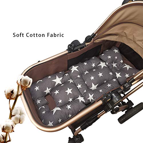 Stroller Liner Insert Car Seat Liner Cover, Infant Reversible Cotton Newborn Cushion pad Universal for Baby Carrier pram, Thick Padding, Non Slip, by DODO NICI Grey Star