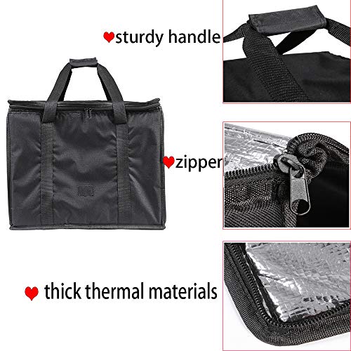 Insulated Pizza Carrier Bag for Food delivery -Foldable Heavy Duty Food Warmer Grocery Bag for Camping Catering Restaurants (20X20X14)