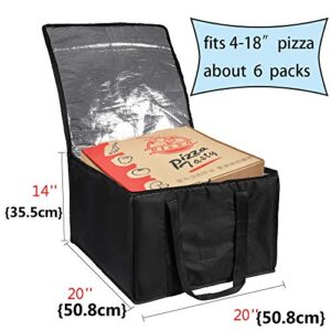 Insulated Pizza Carrier Bag for Food delivery -Foldable Heavy Duty Food Warmer Grocery Bag for Camping Catering Restaurants (20X20X14)