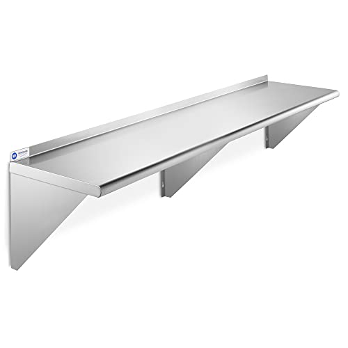 GRIDMANN NSF Stainless Steel 14" x 72" Kitchen Wall Mount Shelf Commercial Restaurant Bar w/ Backsplash