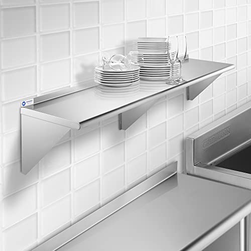 GRIDMANN NSF Stainless Steel 14" x 72" Kitchen Wall Mount Shelf Commercial Restaurant Bar w/ Backsplash