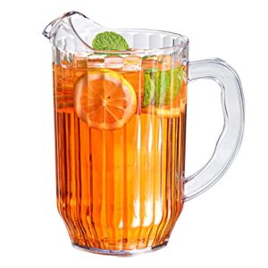 restaurantware base 47 ounce beer pitcher, 1 durable restaurant pitcher - hard plastic, serve soda, lemonade, juice, or sangria, clear plastic water pitcher, for bars, parties, or homes