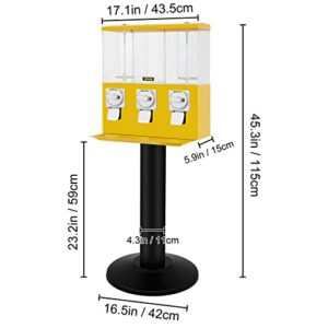 VBENLEM Triple Head Candy Vending Machine, 1-inch Gumball Vending Machine, Commercial Gumball Vending Machine with Stand and Adjustable Candy Outlet Size, Candy Vending Machine for Home, Gaming Stores