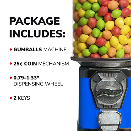 Gumball Machine for Kids - Blue Vending Machine with Cylinder Globe - Bubble Gum Machine for Kids - Home Vending Machine - Coin Gumball Machine - Bubblegum Machine - Gum Ball Machine Without Stand