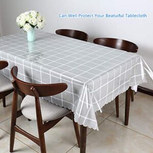 EffortLife Clear Vinyl Rectangle Tablecloth Protector Waterproof/Oil-Proof Plastic Transparent Table Cover 54 x 84 Inch