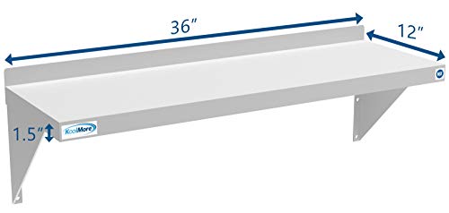 KoolMore NSF Stainless Steel Wall Mount Shelf - Industrial Grade Metal Shelf for Commercial Restaurant Kitchens 12 x 36