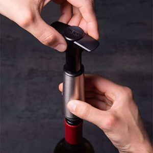 Vacu Vin Wine Saver Pump Stainless Steel with Vacuum Wine Stopper - Keep Your Wine Fresh for up to 10 Days - 1 Pump 3 Stoppers - Reusable - Made in the Netherlands