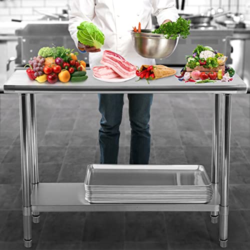 uyoyous Stainless Steel Table 24x36 Inch NSF Commercial Kitchen Work Table with Adjustable Under Shelf Heavy Duty Food Prep Table with Storage for Home Restaurant Kitchen Laundry Room