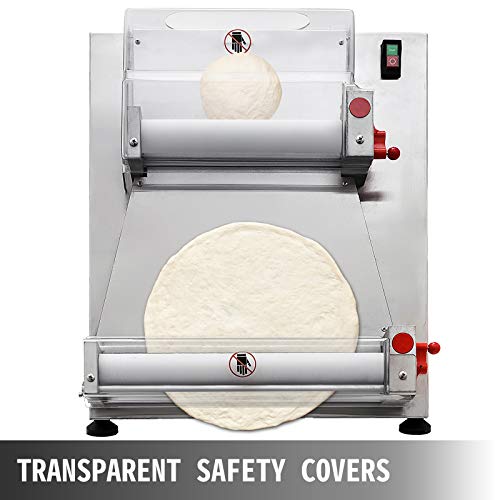 VEVOR Commercial Dough Roller Sheeter 15.7inch Electric Pizza Dough Roller Machine 370W Automatically Suitable for Noodle Pizza Bread and Pasta Maker Equipment