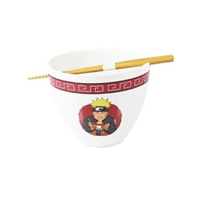 JUST FUNKY Naruto Shippuden Ramen Bowl with Chopsticks | 16 oz Ceramic Soup Mug | Featuring Naruto Uzumaki Eating Ichiraku ramen | Anime Bowl | Home Deco | Naruto Bowl | Officially Licensed