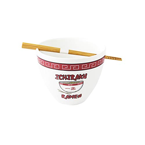 JUST FUNKY Naruto Shippuden Ramen Bowl with Chopsticks | 16 oz Ceramic Soup Mug | Featuring Naruto Uzumaki Eating Ichiraku ramen | Anime Bowl | Home Deco | Naruto Bowl | Officially Licensed