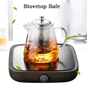 Glass Teapot with Infuser Tea Pot 32oz/43oz Tea Kettle Stovetop Safe Blooming and Loose Leaf Tea Maker Set (43oz/ 1300ml)