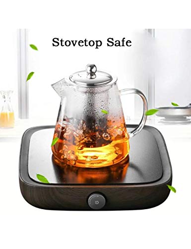 Glass Teapot with Infuser Tea Pot 32oz/43oz Tea Kettle Stovetop Safe Blooming and Loose Leaf Tea Maker Set (43oz/ 1300ml)