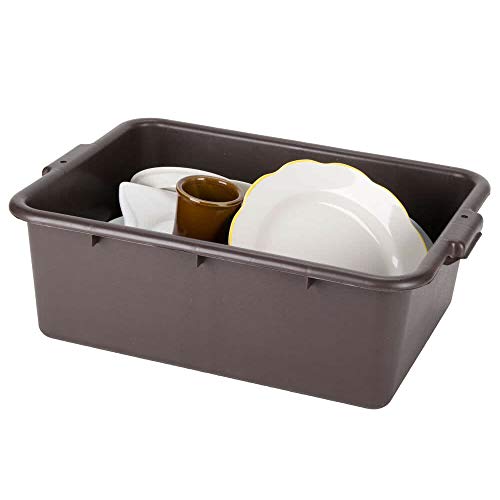 Thaweesuk Shop New Brown 20" x 15" x 7" Polypropylene Plastic Restaurant Bar Plastic Bus Tubs, Dish Bus Box Case of Set