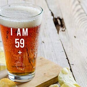 59 + One Middle Finger 60th Birthday Gifts for Men Women Beer Glass – Funny 60 Year Old Presents - 16 oz Pint Glasses Party Decorations Supplies - Craft Beers Gift Ideas for Dad Mom Husband Wife 60 th