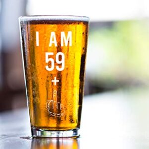 59 + One Middle Finger 60th Birthday Gifts for Men Women Beer Glass – Funny 60 Year Old Presents - 16 oz Pint Glasses Party Decorations Supplies - Craft Beers Gift Ideas for Dad Mom Husband Wife 60 th