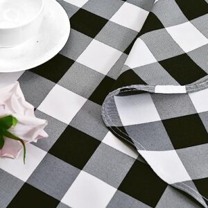 Hiasan Checkered Round Tablecloth 60 Inch - Waterproof Stain and Wrinkle Resistant Washable Fabric Table Cloth for Dining Room Party Outdoor Picnic, Black and White