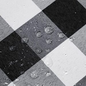 Hiasan Checkered Round Tablecloth 60 Inch - Waterproof Stain and Wrinkle Resistant Washable Fabric Table Cloth for Dining Room Party Outdoor Picnic, Black and White