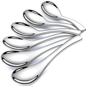 soup spoons, aoosy 6 pieces stainless steel korean spoons, asian soup spoons, 6.3 inches heavy duty asian thick short handle ramen spoons for soup cereals, chinese spoon