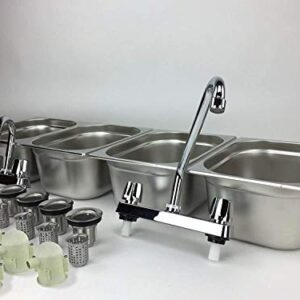 4 Large Compartment Concession Sink Portable 4 Traps Hand Washing Food Truck Trailer