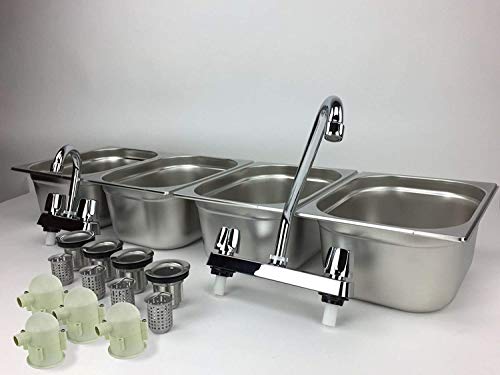 4 Large Compartment Concession Sink Portable 4 Traps Hand Washing Food Truck Trailer