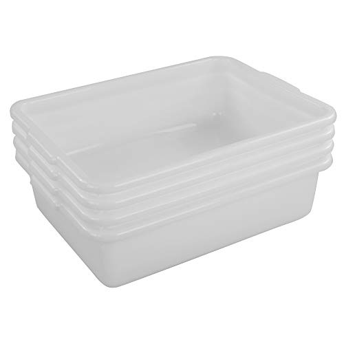 AnnkkyUS 4-pack Bus Tubs Commercial, 8 L White Plastic Wash Basin Bus Box