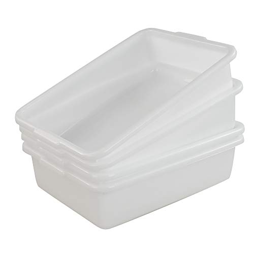 AnnkkyUS 4-pack Bus Tubs Commercial, 8 L White Plastic Wash Basin Bus Box