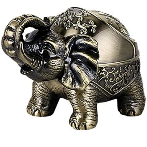 decorative windproof ashtray with lid vintage elephant cigarettes ashtray for outdoors indoors metal smoking ashtray fancy gift for men women