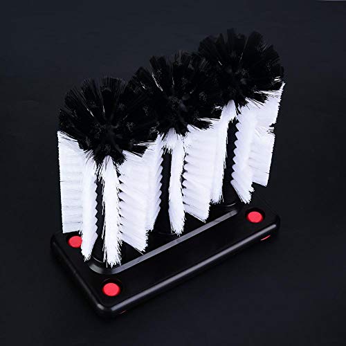 Triple Brush Bar Glass Washer Glass Washer Brush Cleaner 3 Brushes per Base for Restaurant Kitchen and Bar