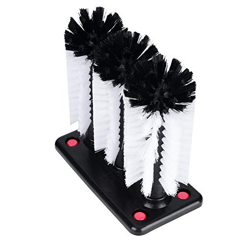 Triple Brush Bar Glass Washer Glass Washer Brush Cleaner 3 Brushes per Base for Restaurant Kitchen and Bar