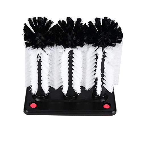 Triple Brush Bar Glass Washer Glass Washer Brush Cleaner 3 Brushes per Base for Restaurant Kitchen and Bar