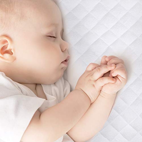 Waterproof Mattress Protector, Quilted Mattress Cover for Moses Basket Mattress & Silver Cross Stroller Bassinet Mattress, 2 Pack, Ultra Soft Bamboo Sleep Surface, White