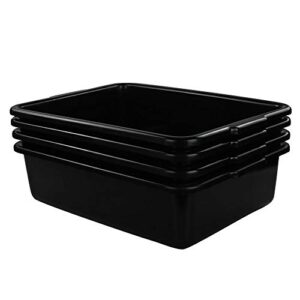 HOMMP 4-Pack Large Plastic Commercial Bus Tubs, 22 L Rectangle Utility Bus Box