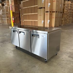 cooler depot Commercial Under Counter Refrigerator 3 doors 72 Inches Width 15.5 Cu. Ft. 3 Shelves Stainless Steel 33°F~41°F 115V/60HZ -KTR-72B