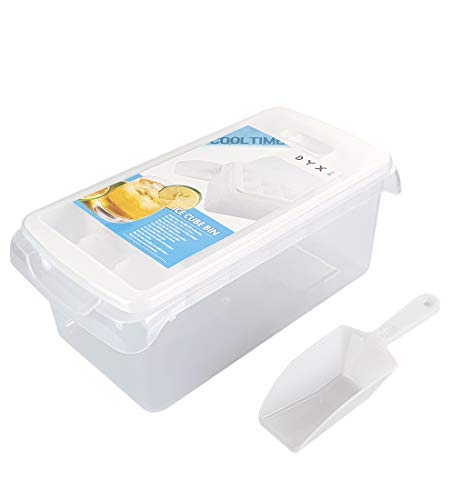 Ice Cube Bin Bucket Trays - Ice Holder, Container, Storage for Freezer, Refrigerator with Scoop, Lids