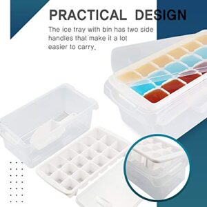 Ice Cube Bin Bucket Trays - Ice Holder, Container, Storage for Freezer, Refrigerator with Scoop, Lids