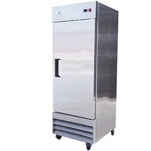 commercial freezer 1-door solid upright reach in stainless steel nsf 29" width, capacity 23 cuft, bottom mounted restaurant quality kitchen cold -8°f