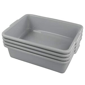 ggbin plastic dish tubs, commercial bus box/wash basin tote box, 4-pack(grey, 22l)